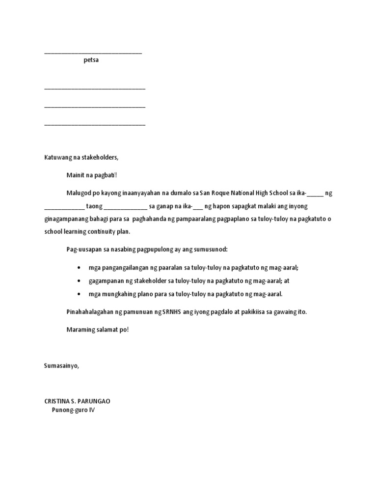 Liham - Sulat Template | PDF