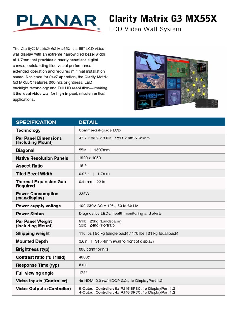 Clarity Matrix G3 MX55X: LCD Video Wall System | PDF | Video | Liquid ...