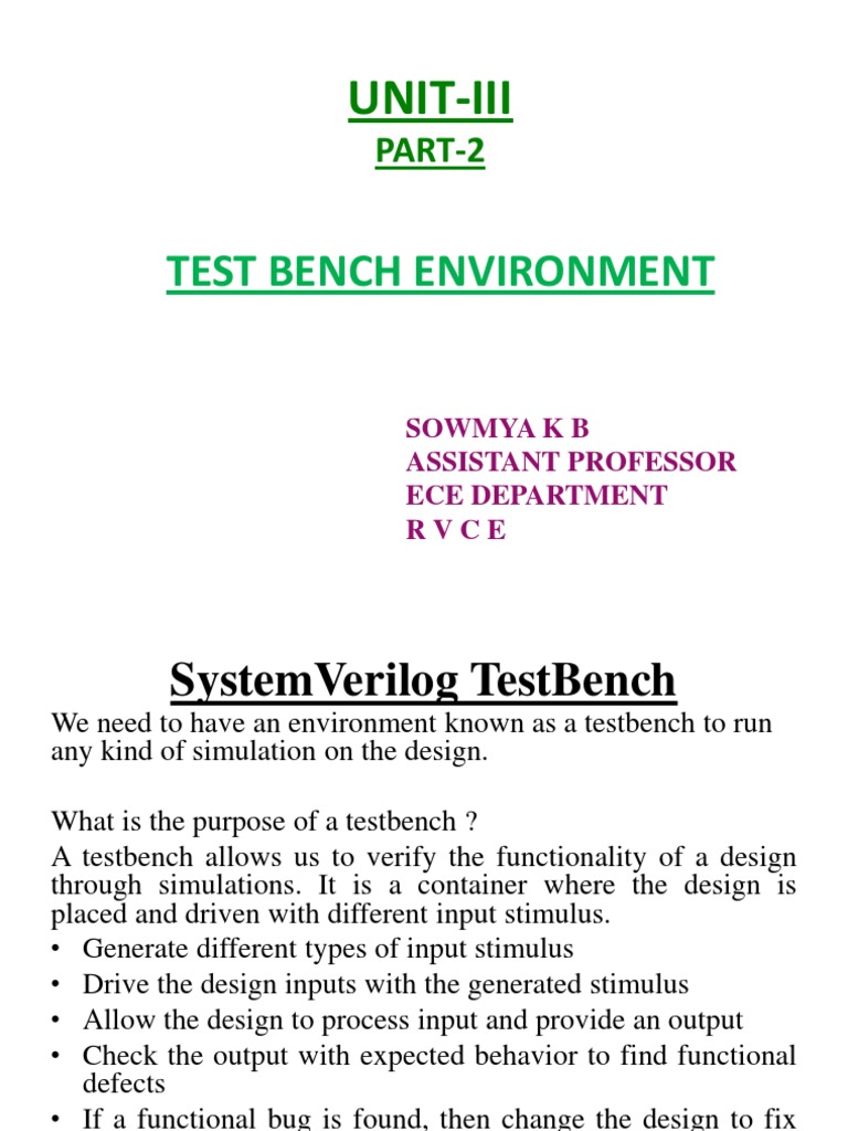 Unit-Iii: Test Bench Environment | PDF | Input/Output | Interface ...
