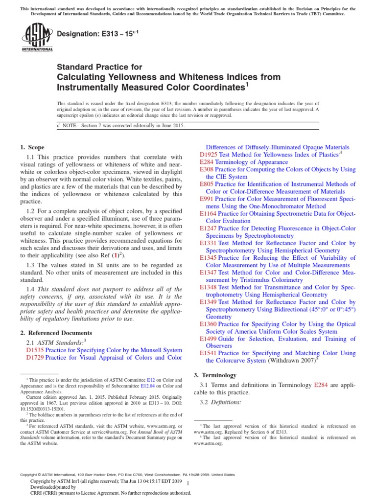 Calculating Yellowness and Whiteness Indices From Instrumentally ...