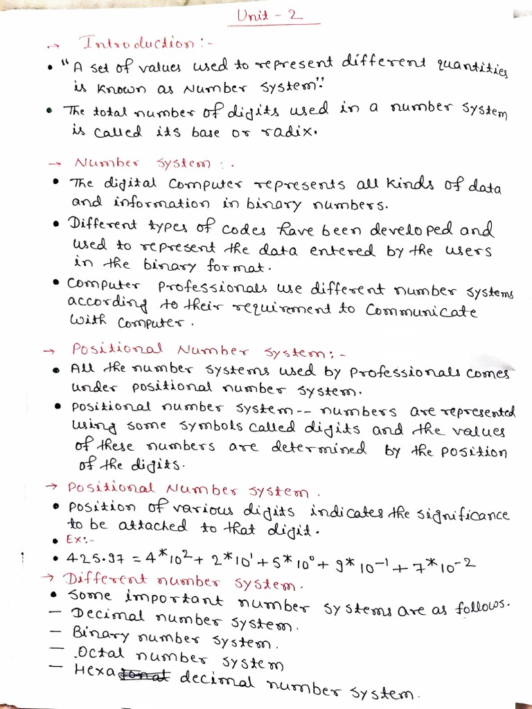 Unit 2 - Number System Notes | PDF | Computer Data Storage | Random ...