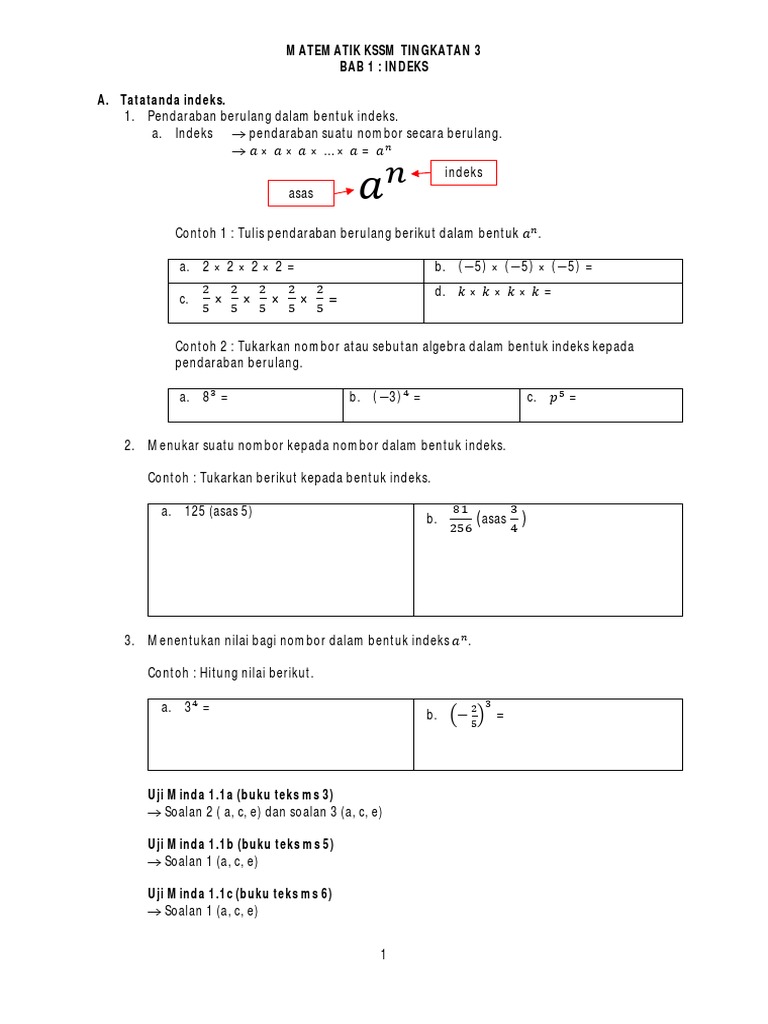 Mate T3 Bab 1 Indeks | PDF