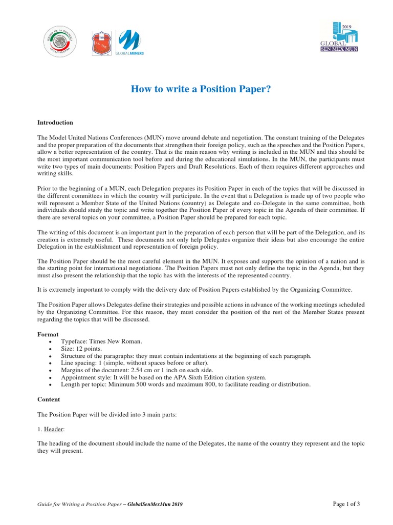 MUN Position Paper Writing Guide | PDF | United Nations | International Relations