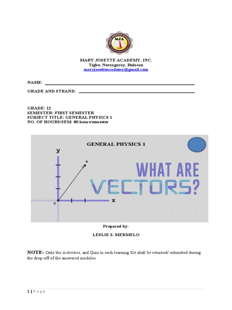 Grade 12 Physics: Vectors Module 2 | PDF | Euclidean Vector | Velocity