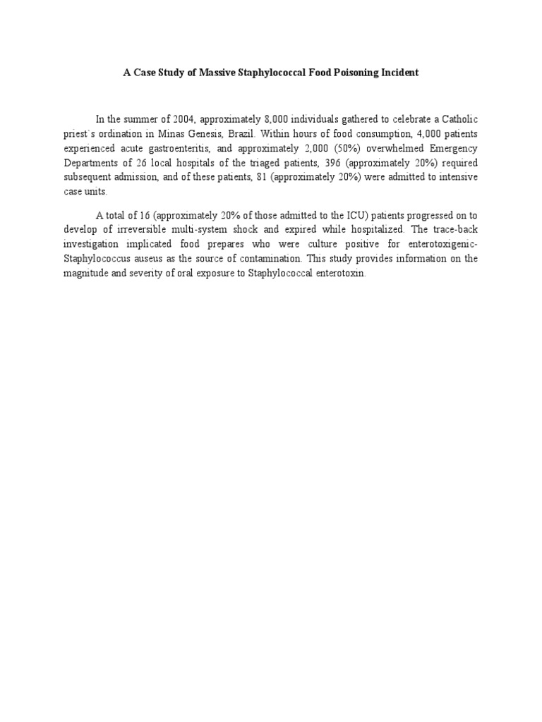 A. Case Study Foodborne Illnesses | PDF | Foodborne Illness | Food Safety