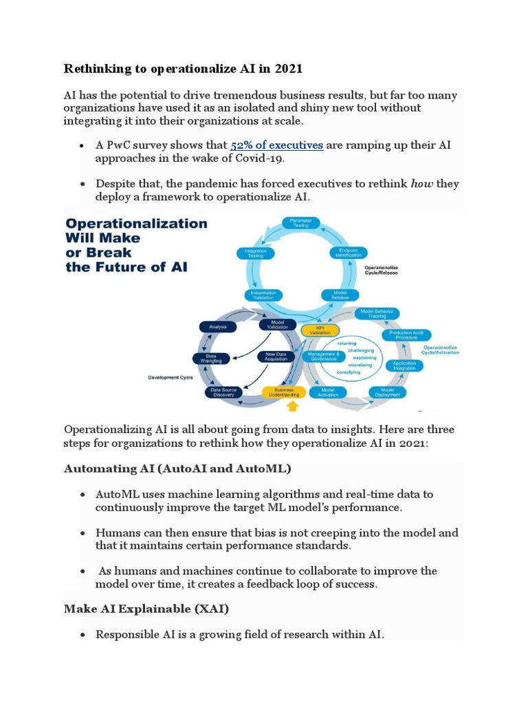 Rethinking To Operationalize AI in 2021: 52% of Executives | PDF ...