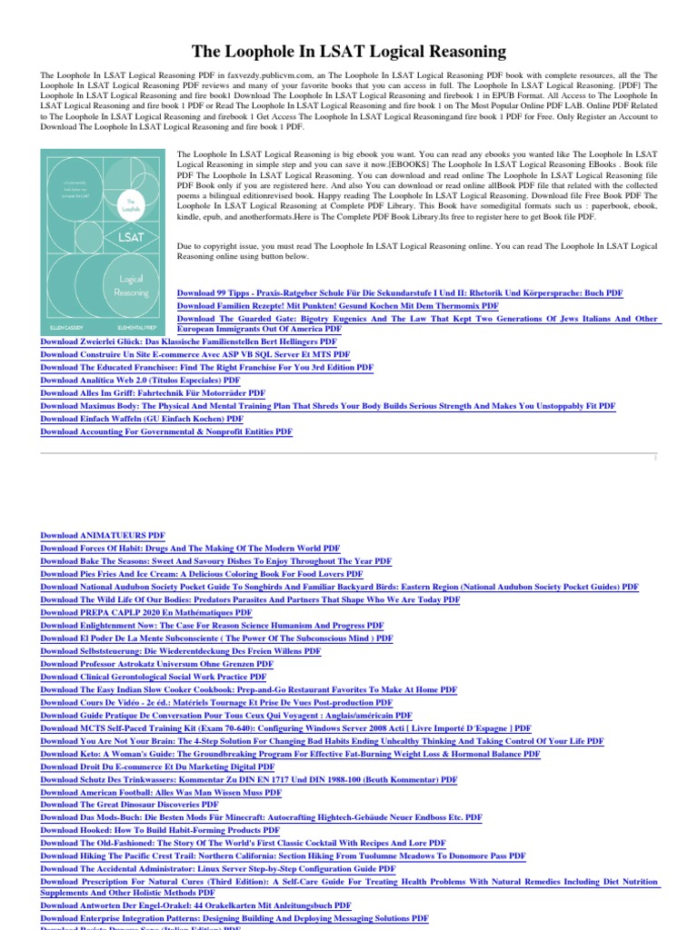 The Loophole in LSAT Logical Reasoning | PDF | E Books