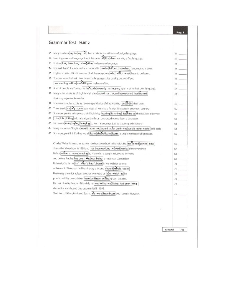 English Grammar Test Page 3 | PDF