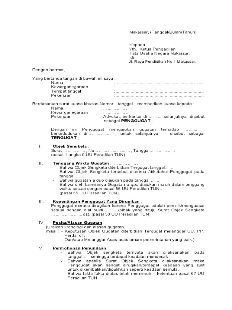 Contoh Surat Gugatan | PDF