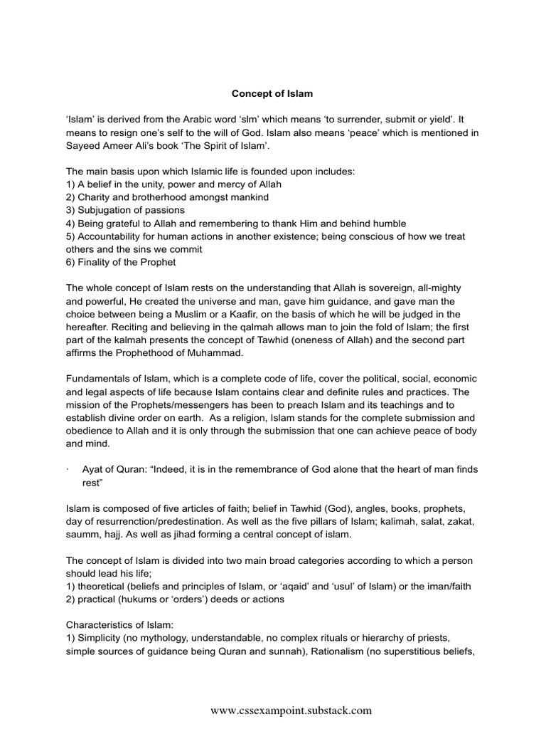 Islamic Studies Notes (Shanza Faiq, CSS 2018 Topper) | PDF | Hijab | Tawhid