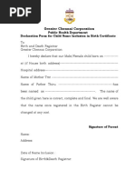 Name Declaration Form (Chennai Corporation) | PDF