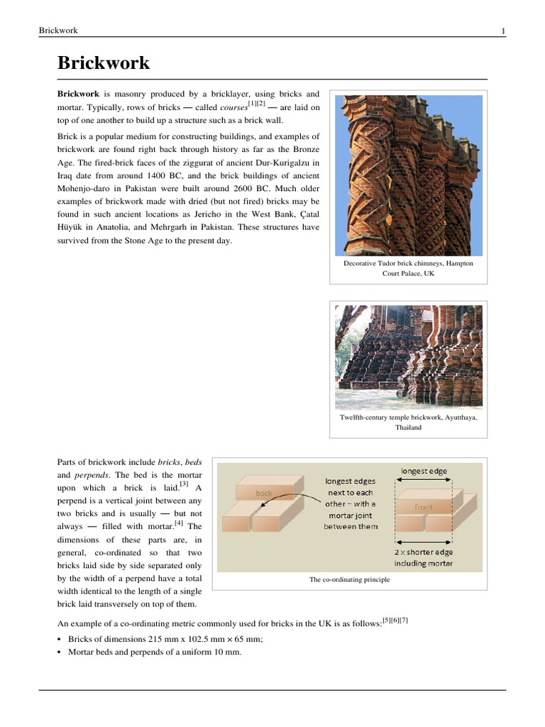 Brickwork: Brickwork Is Masonry Produced by A Bricklayer, Using Bricks ...