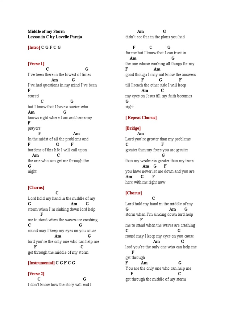 Ayen - MIDDLE OF MY STORM (Chords in C) | PDF | Song Structure