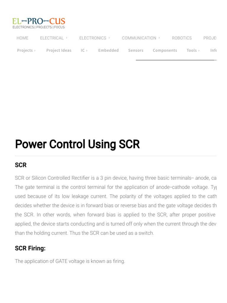 Information On SCR1 | PDF | Electronic Engineering | Electrical Components
