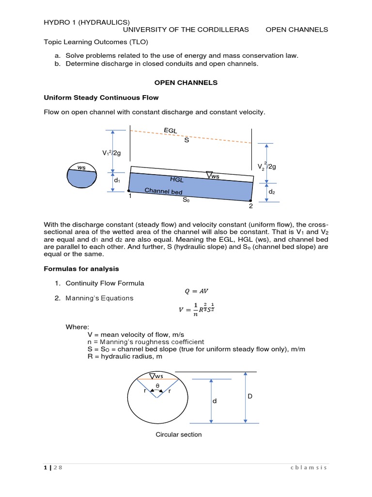 Hydro 1 - Open Channels | PDF | Physical Phenomena | Applied And ...