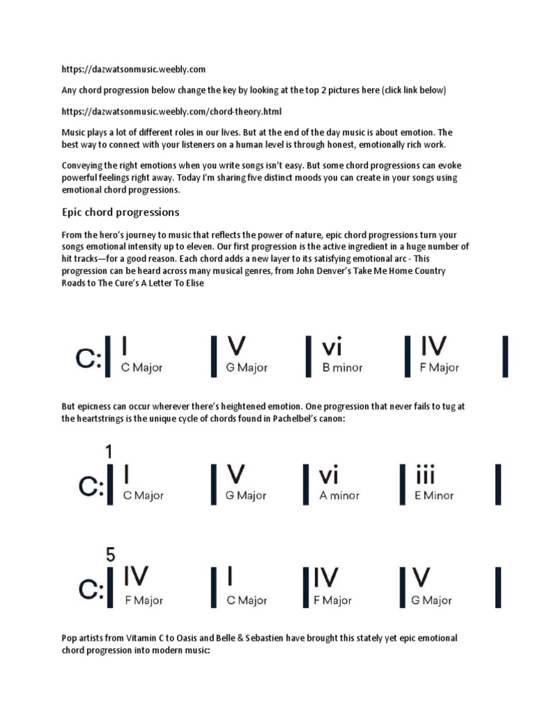 Chord Progressions To Express Emotions | PDF | Chord (Music) | Elements ...
