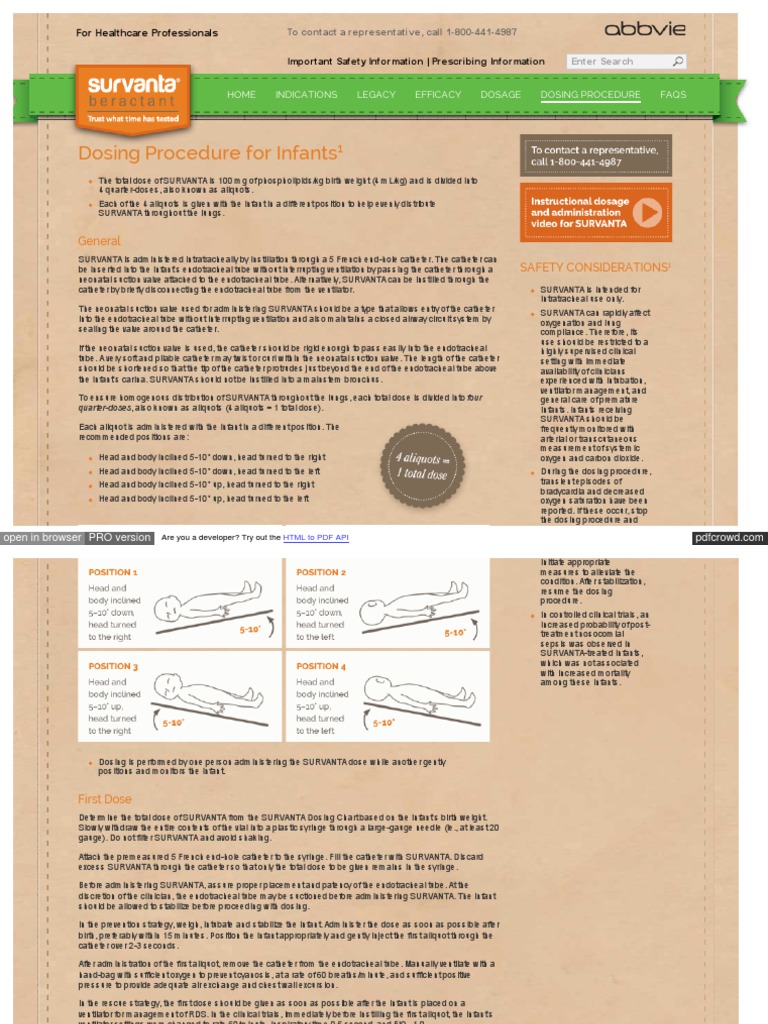 Survanta Com Dosing Procedure CFM | PDF | Health Sciences | Respiratory ...
