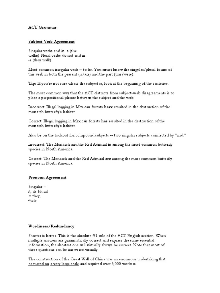 ACT Grammar | PDF