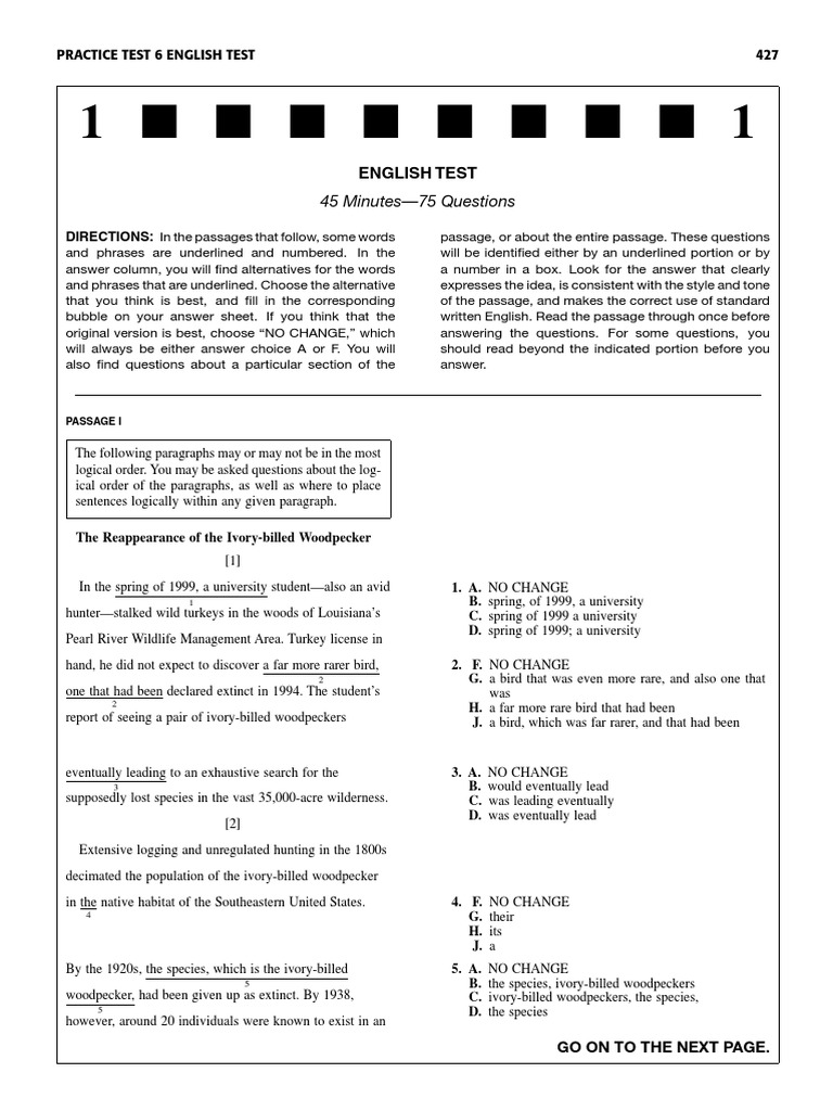 45 Minutes-75 Questions: English Test | PDF | Peat | Montessori Education