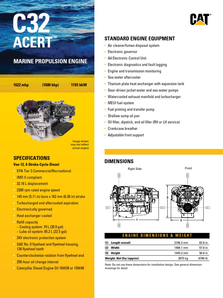 c32 t3 1622 Specifications | PDF | Horsepower | Marine Propulsion