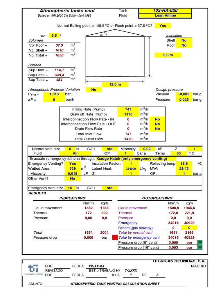 Calculo Venteo API 2000 | PDF | Pressure | Soft Matter