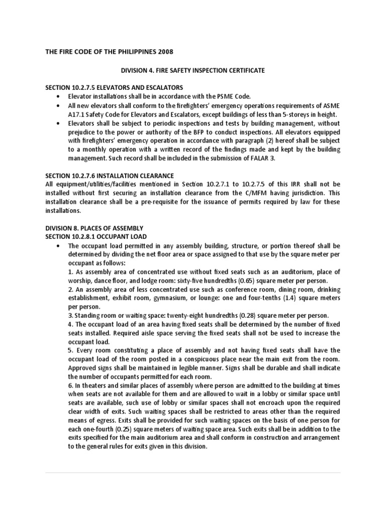 The Fire Code of The Philippines 2008 | PDF | Fire Sprinkler System ...