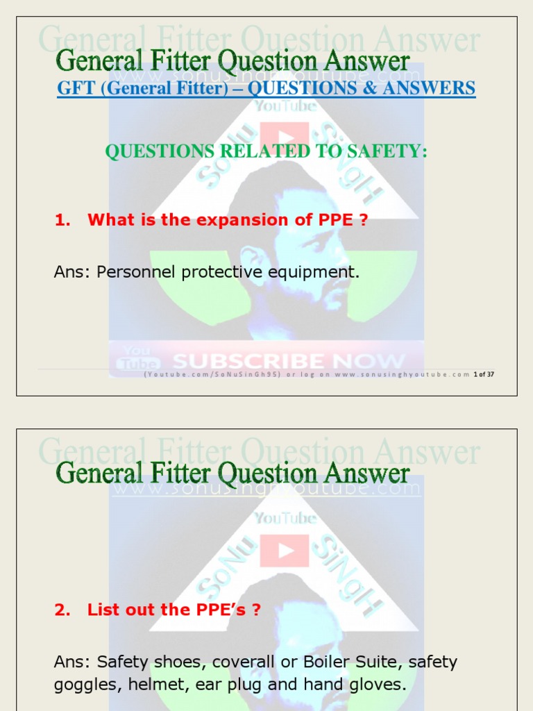 GFT (General Fitter) - QUESTIONS & ANSWERS: Questions Related To Safety ...