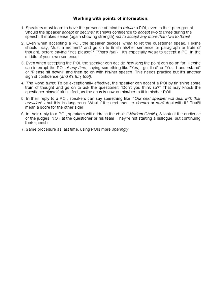 Working With Points of Information | PDF