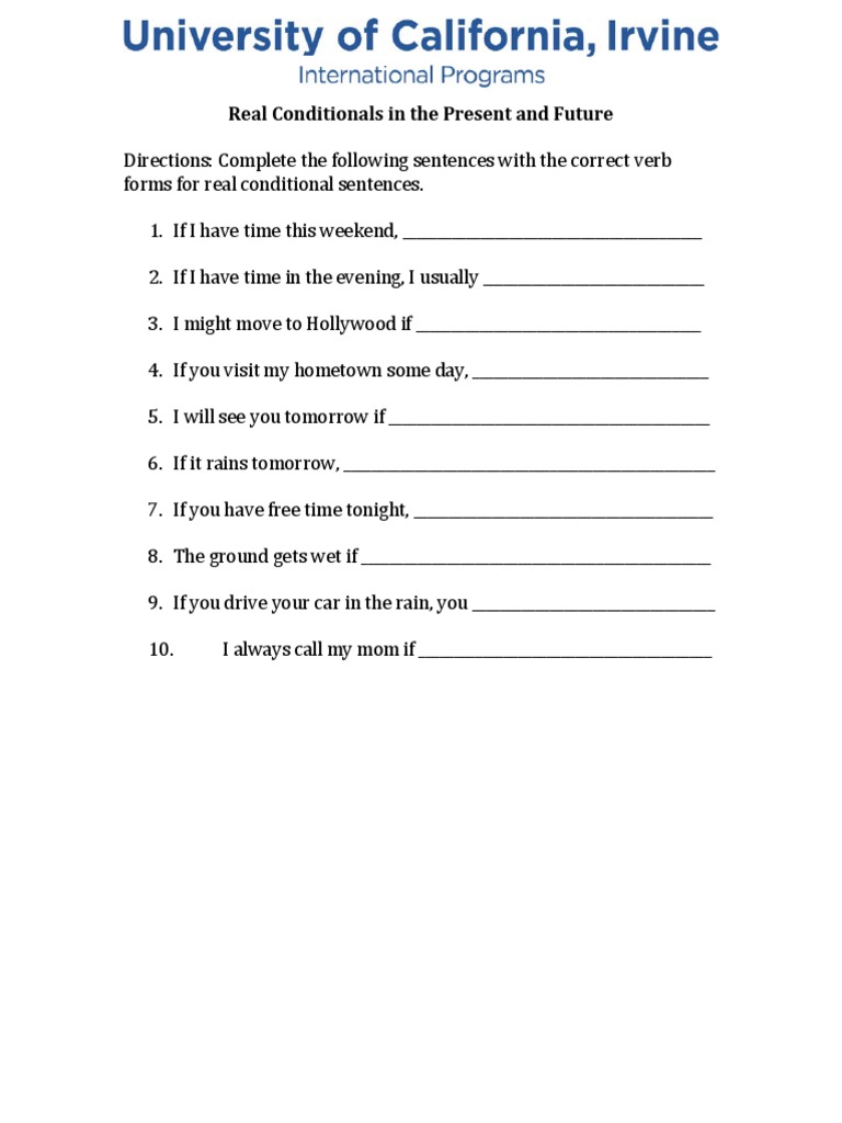 Real Conditionals in The Present and Future | PDF