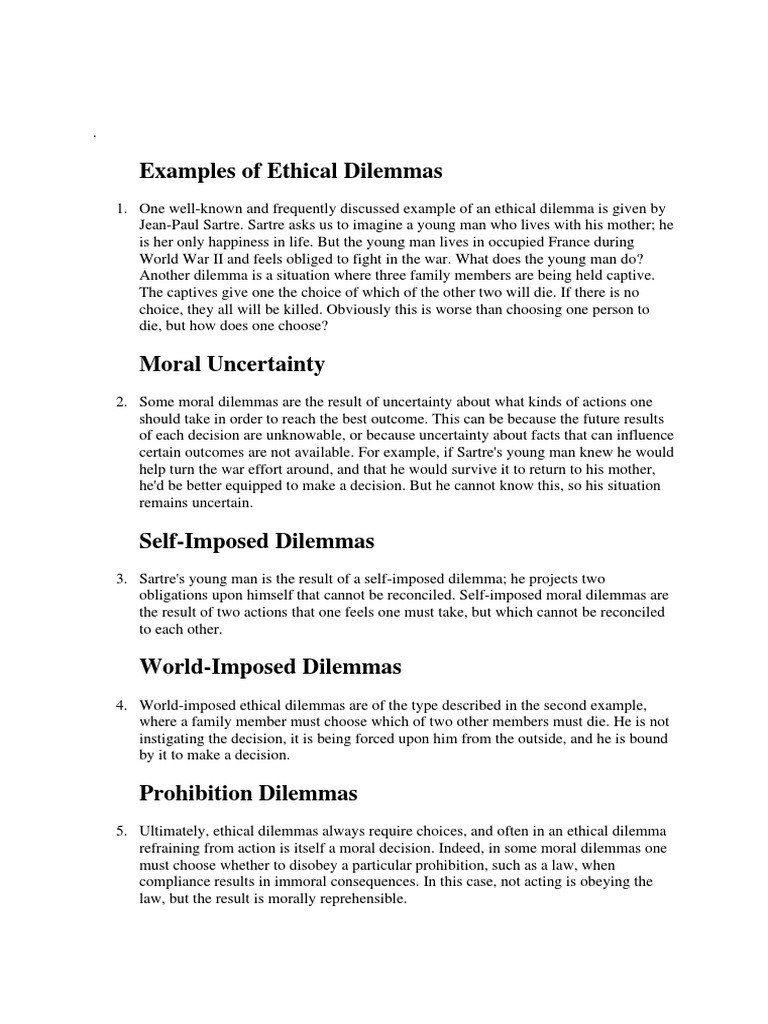 Examples of Ethical Dilemmas | PDF
