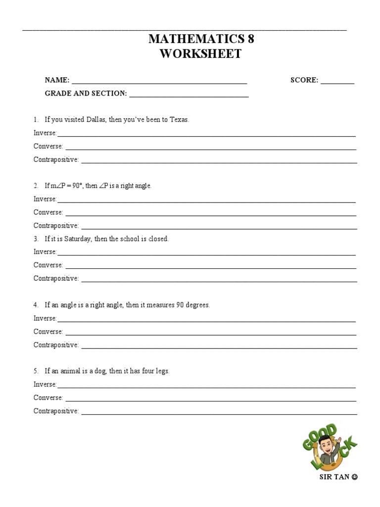 Contrapositive Inverse Converse | PDF | Career & Growth | Teaching ...