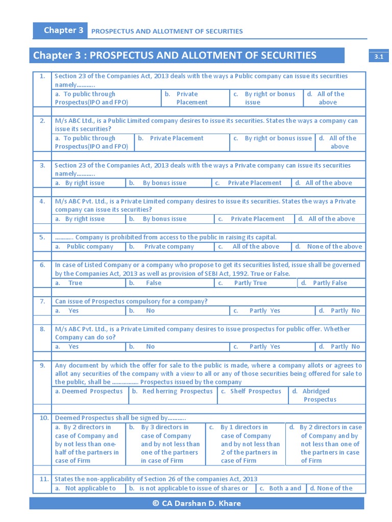 Prospectus and Allotment of Securities | PDF | Securities (Finance ...