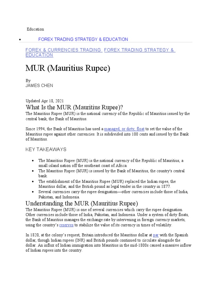 What Is The MUR (Mauritius Rupee) ? | PDF | Pound Sterling | Foreign ...