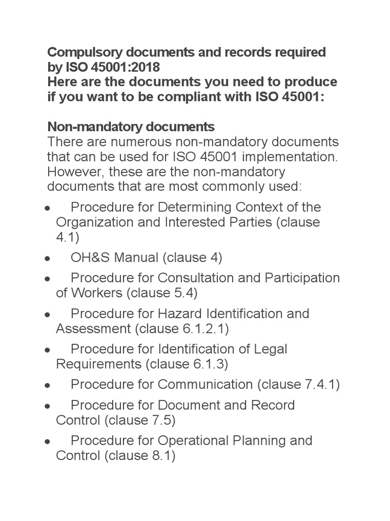 ISO 45001-Mandatory Documents and Records Required - 3 | PDF