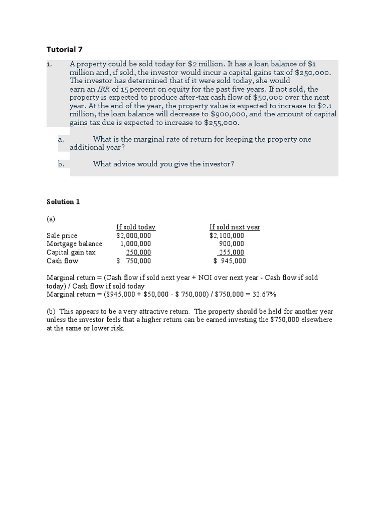 Tutorial 7 - Questions | PDF | Investor | Investing