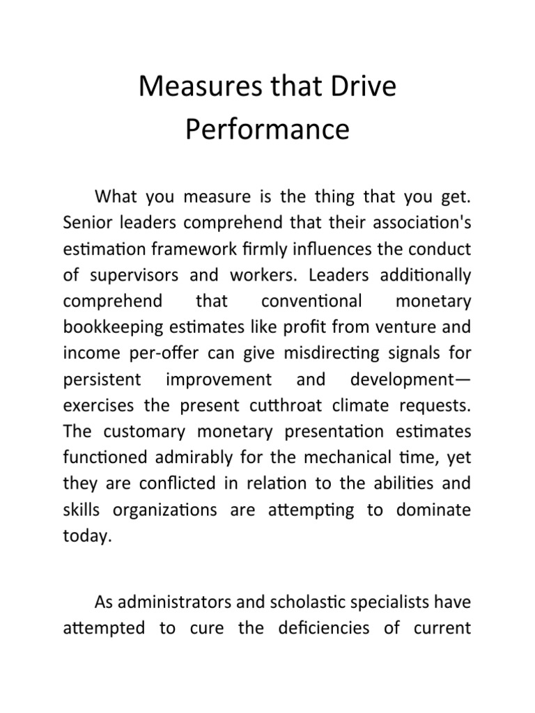 Management - Measures That Drive Performance | PDF