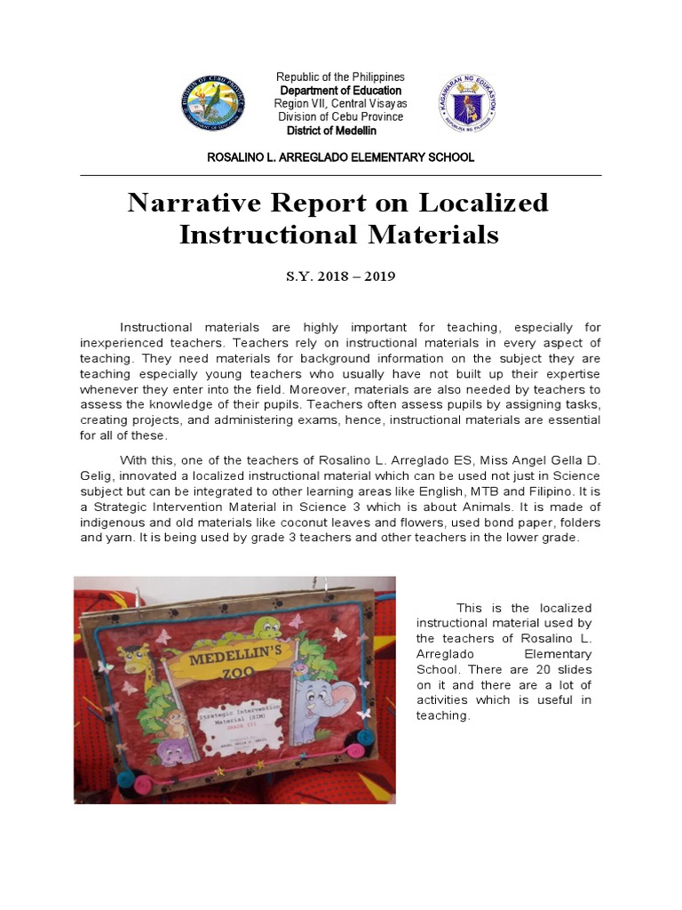 Narrative Report On Localized Instructional Materials | PDF | Education ...