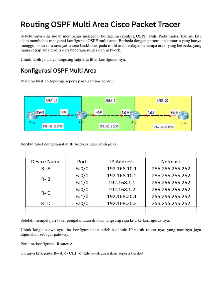 Routing OSPF Multi Area Cisco Packet Tracer | PDF