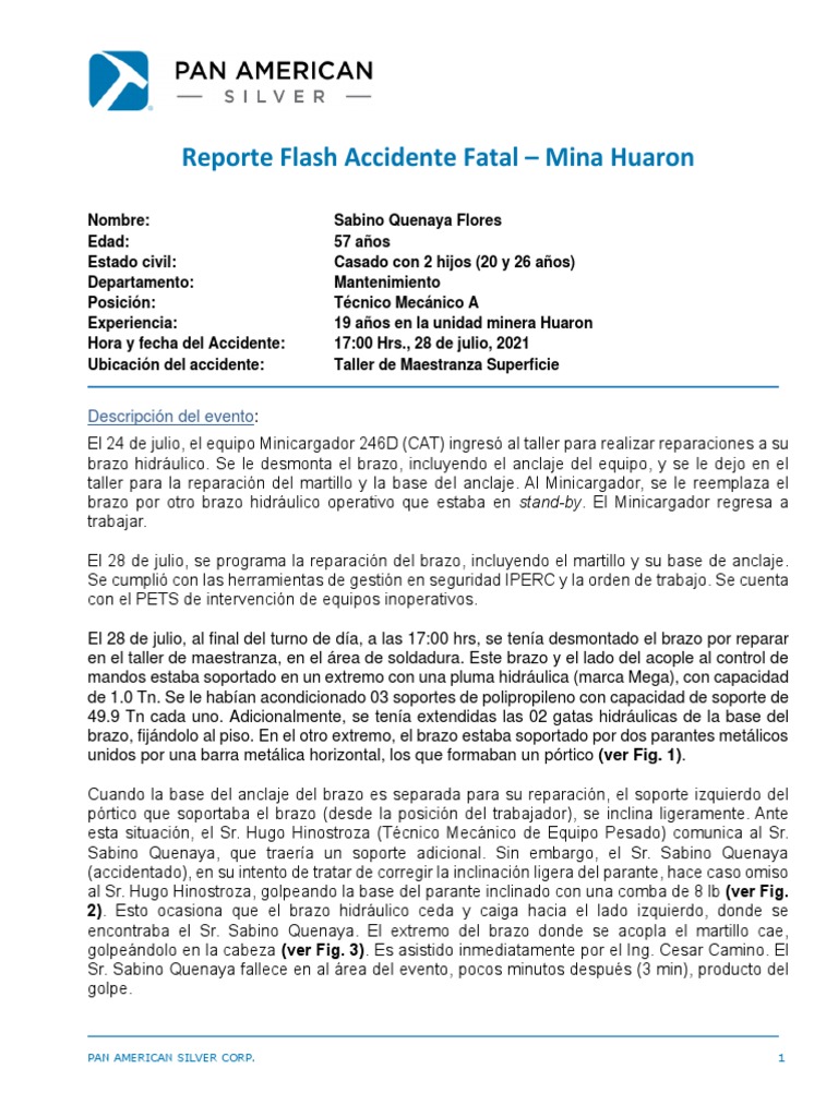 Reporte Flash - Fatal Mina Huaron | PDF