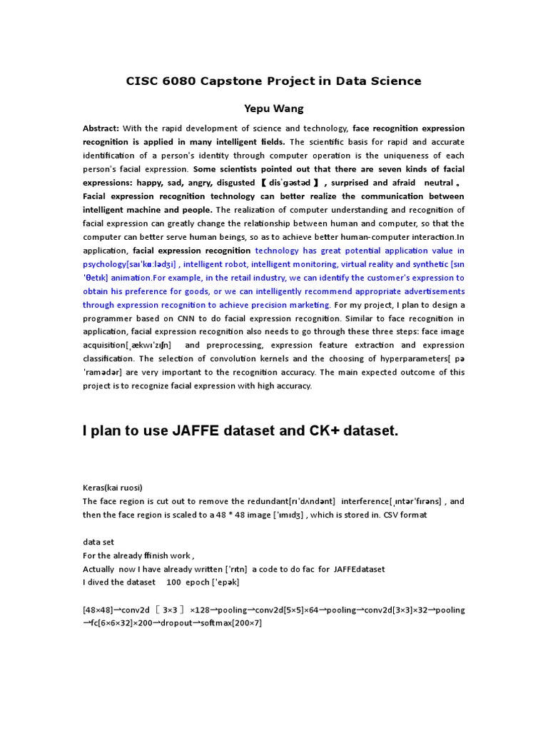 I Plan To Use JAFFE Dataset and CK+ Dataset.: CISC 6080 Capstone ...