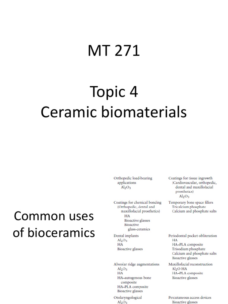 4 Ceramic Biomaterials | PDF | Bioceramic | Glasses