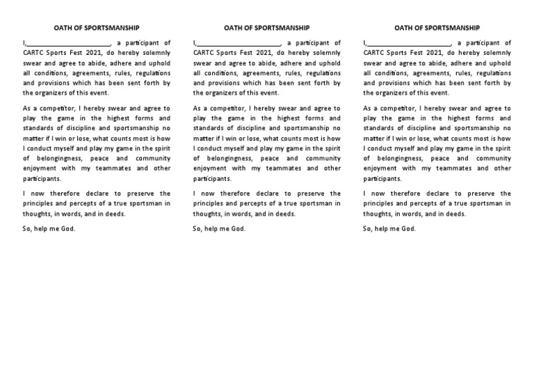 Oath of Sportsmanship | PDF | Oath