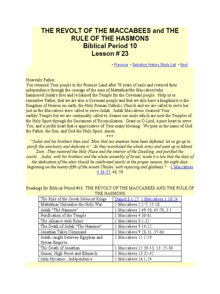 The Revolt of The Maccabees and The Rule of The Hasmons | PDF ...