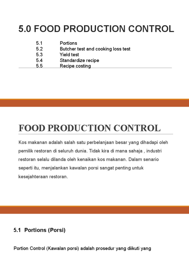 5.0 Food Production Control | PDF