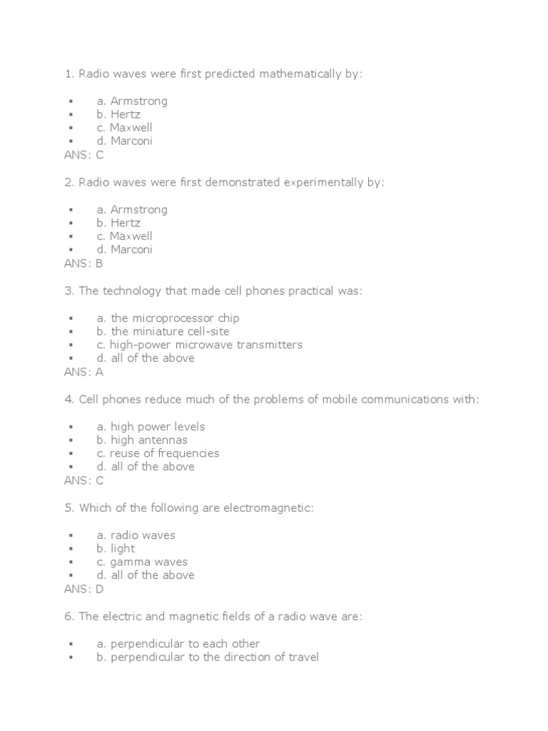Radiowave Propagation MCQ | PDF | Radio Wave | Antenna (Radio)