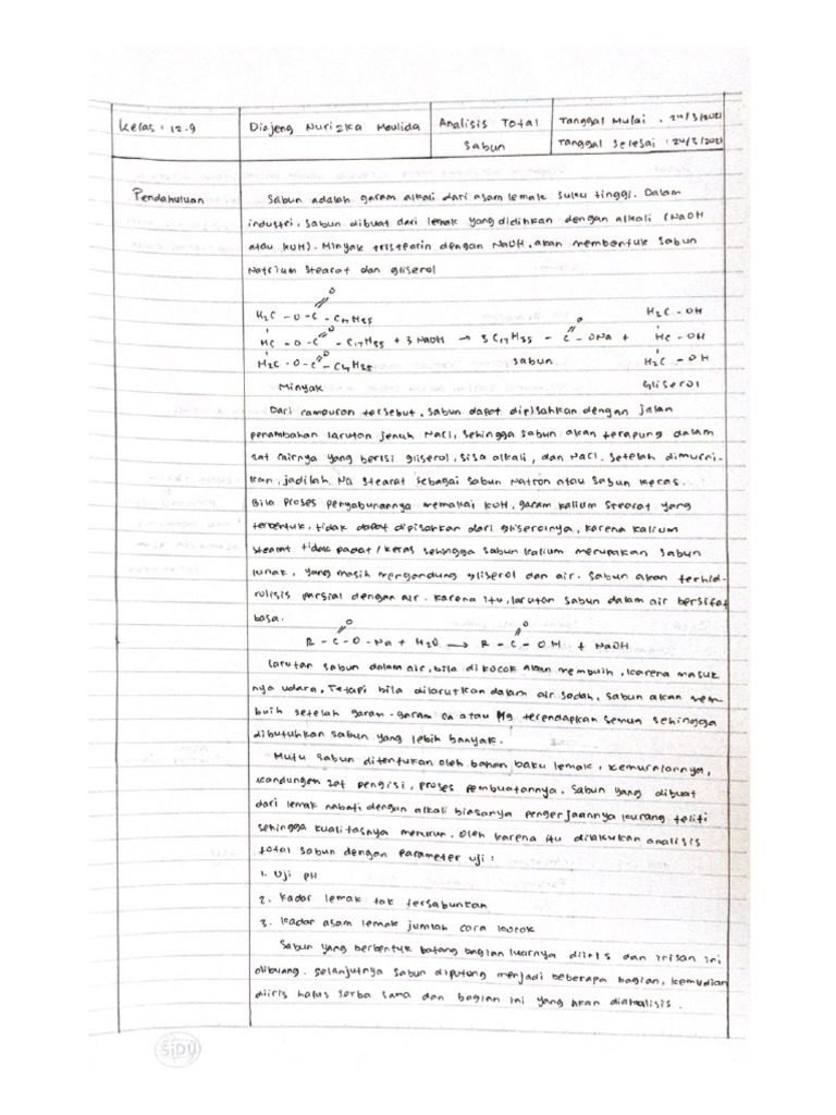 Laporan Analisis Total Sabun | PDF