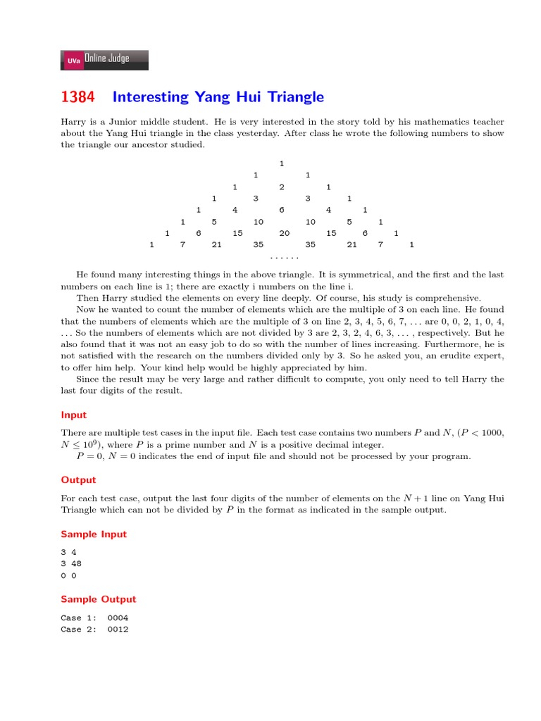 Interesting Yang Hui Triangle | PDF | Numbers | Mathematics