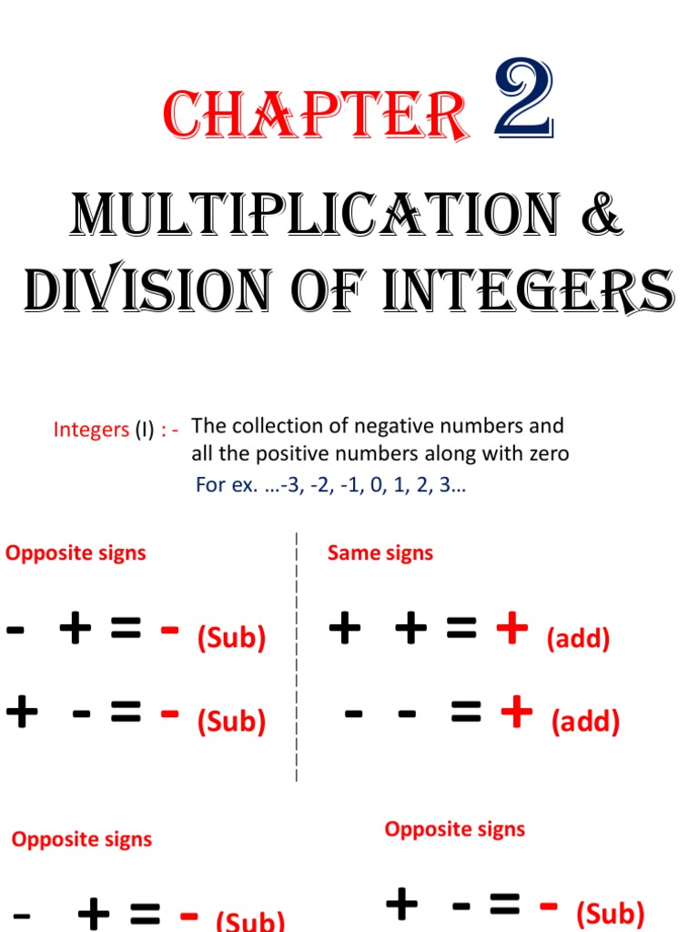CH 2 Multiplication and Division of Integers (STD 7th) | PDF ...