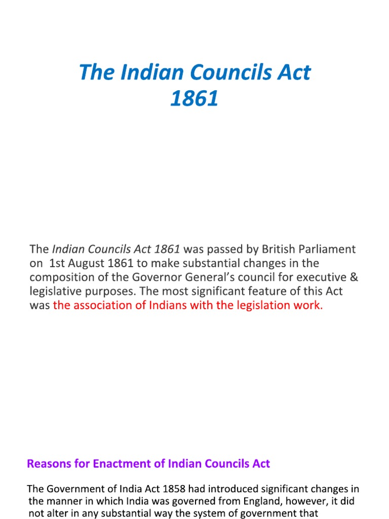 The Indian Councils Act 1861 | PDF