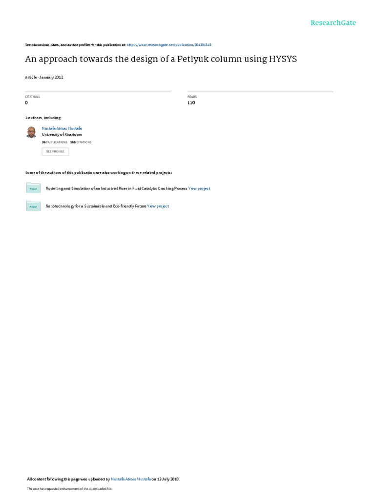 Petlyuk Column Design Using HYSYS | PDF | Distillation | Chemistry